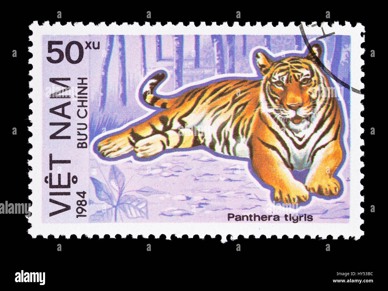 Postage stamp from Vietnam depicting a tiger (Panthera tigris Stock ...