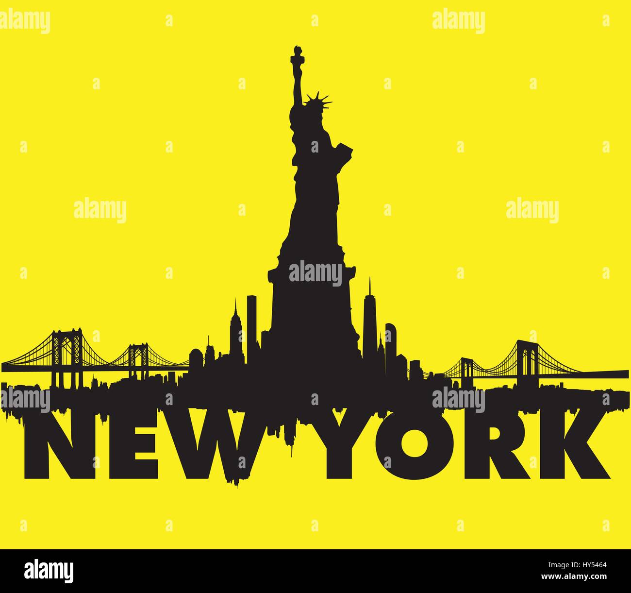 New York City Skyline with Statue of Liberty Vectors series Stock ...