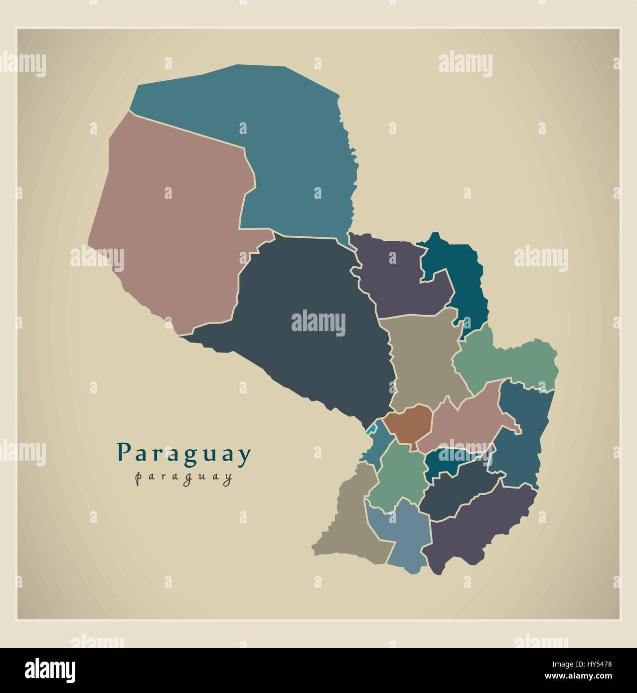 Modern Map - Paraguay with departments colored PY Stock Vector Image ...