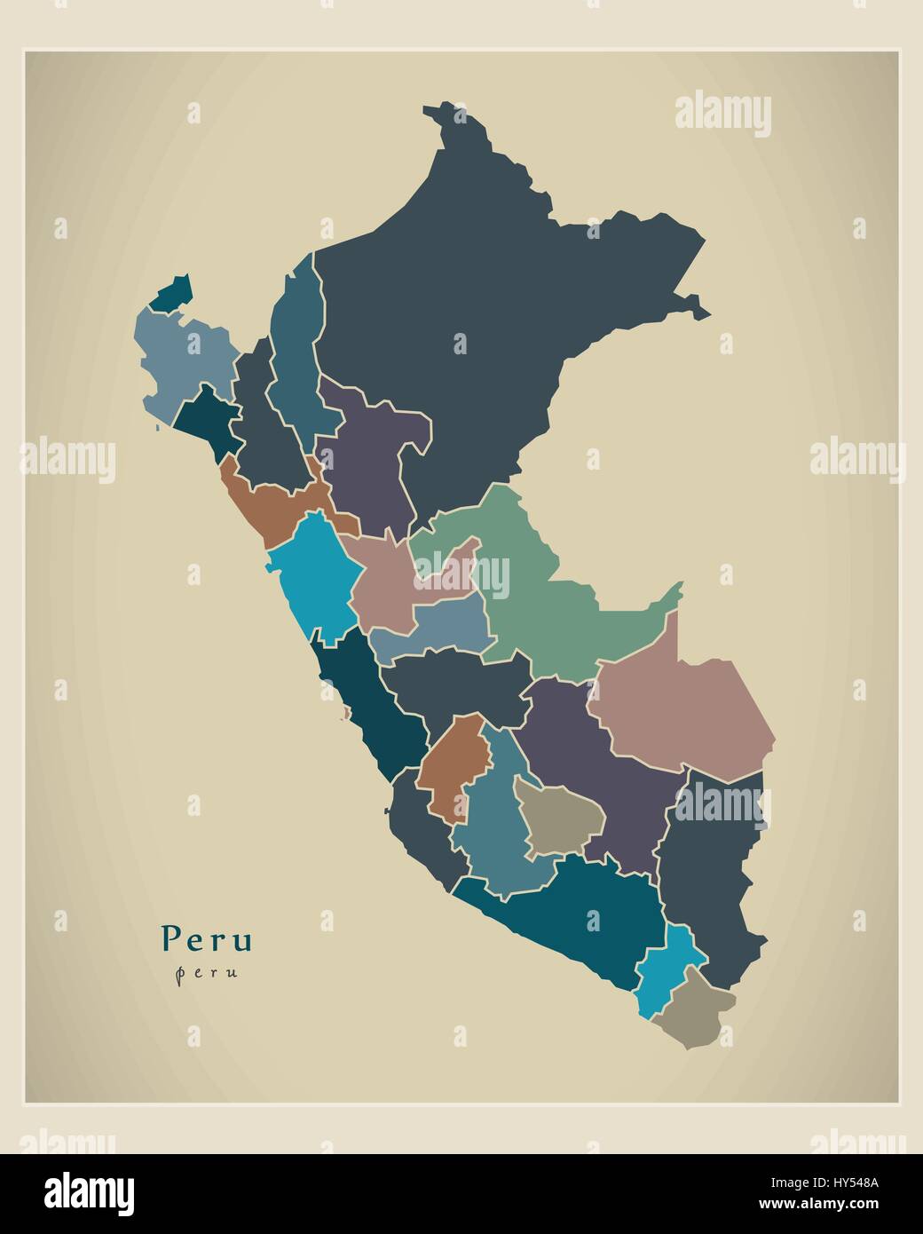Modern Map - Peru with regions colored PE Stock Vector Image & Art - Alamy