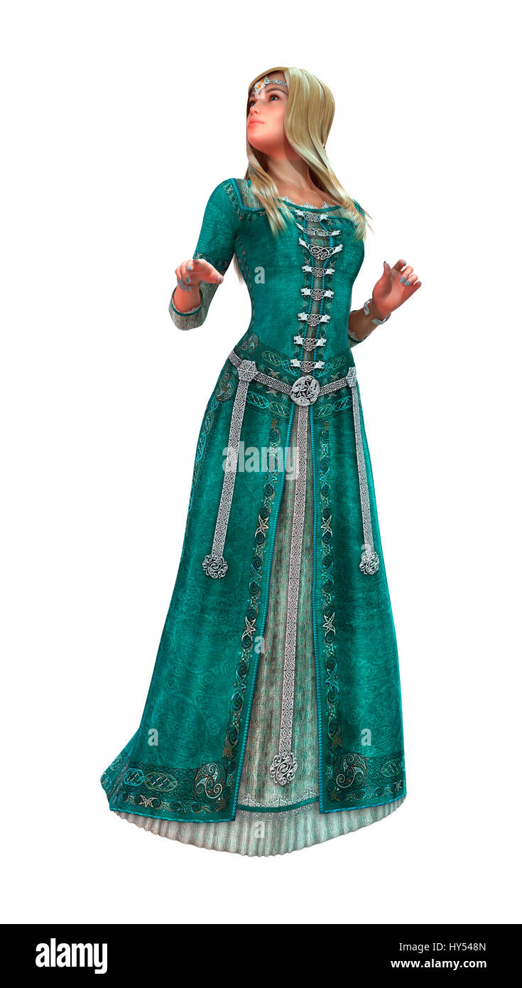 3D rendering of a beautiful princess isolated on white background Stock ...