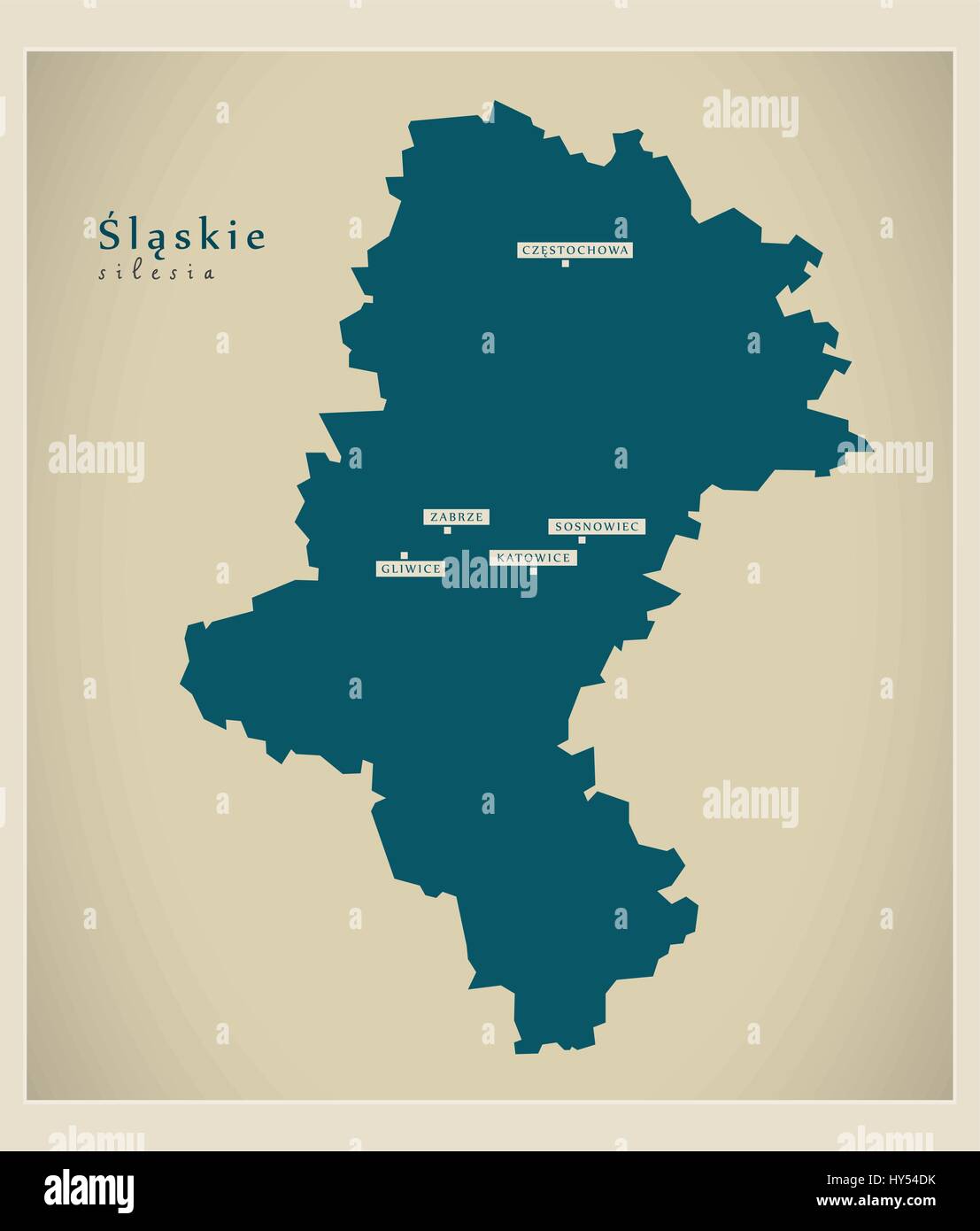 Modern Map - Slaskie PL Stock Vector Image & Art - Alamy