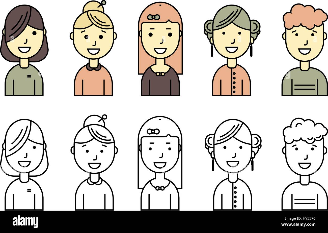 male and female faces avatars. flat style Stock Vector Image & Art - Alamy