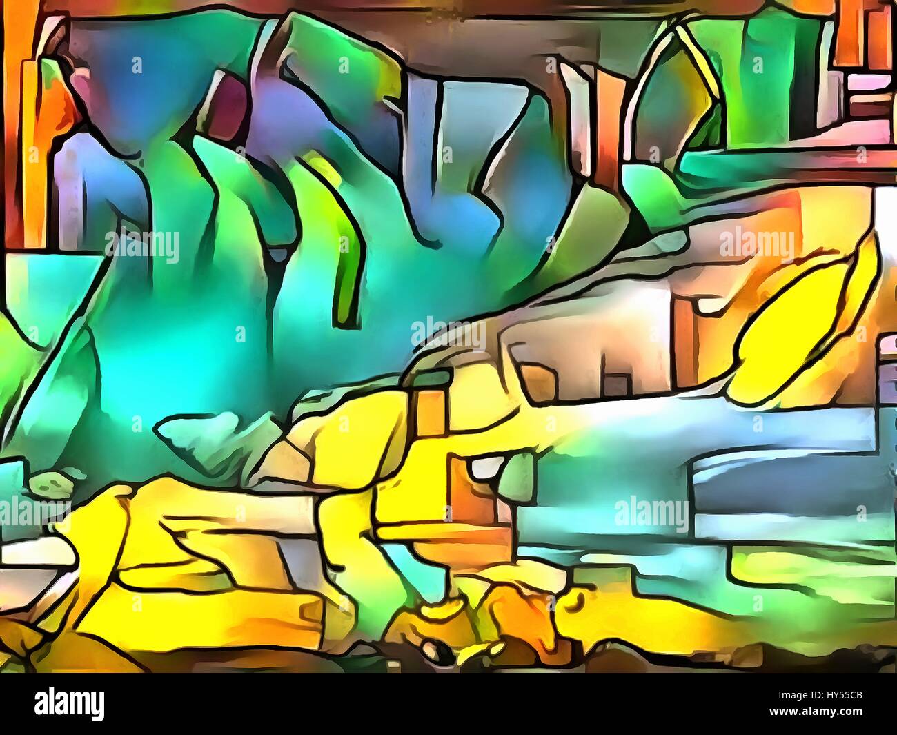 Interpretation of the landscape illustration in style of avant-garde ...