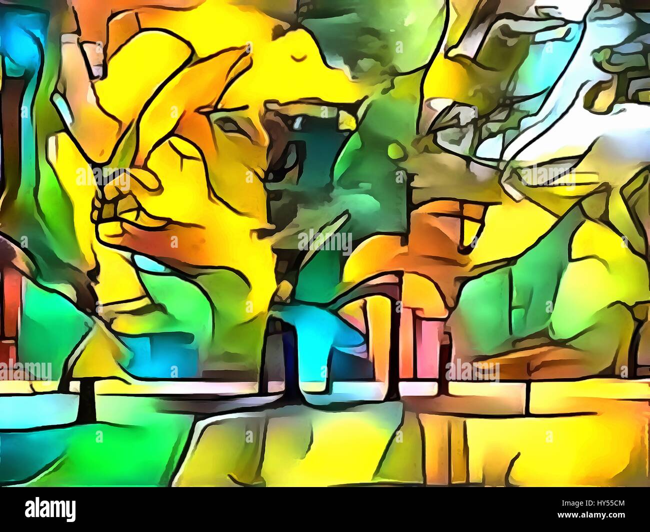 Interpretation of the landscape illustration in style of avant-garde ...