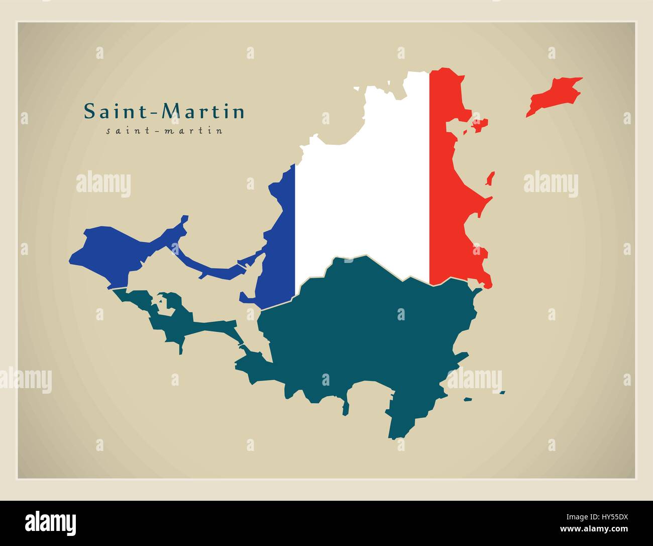 Modern Map - Saint Martin flag colored MF Stock Vector Image & Art - Alamy