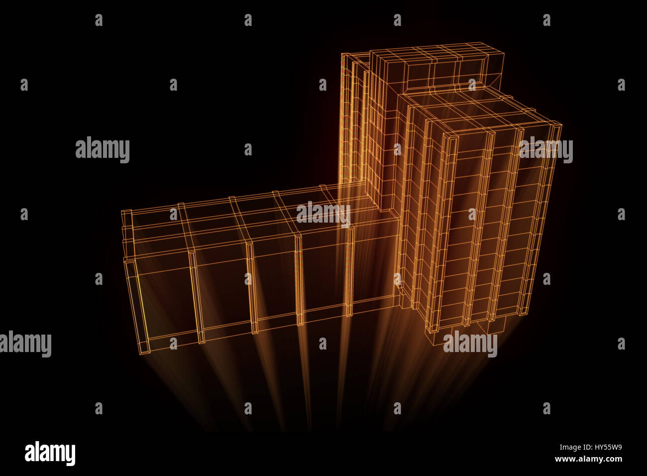 3d wireframe building hologram hi-res stock photography and images - Alamy
