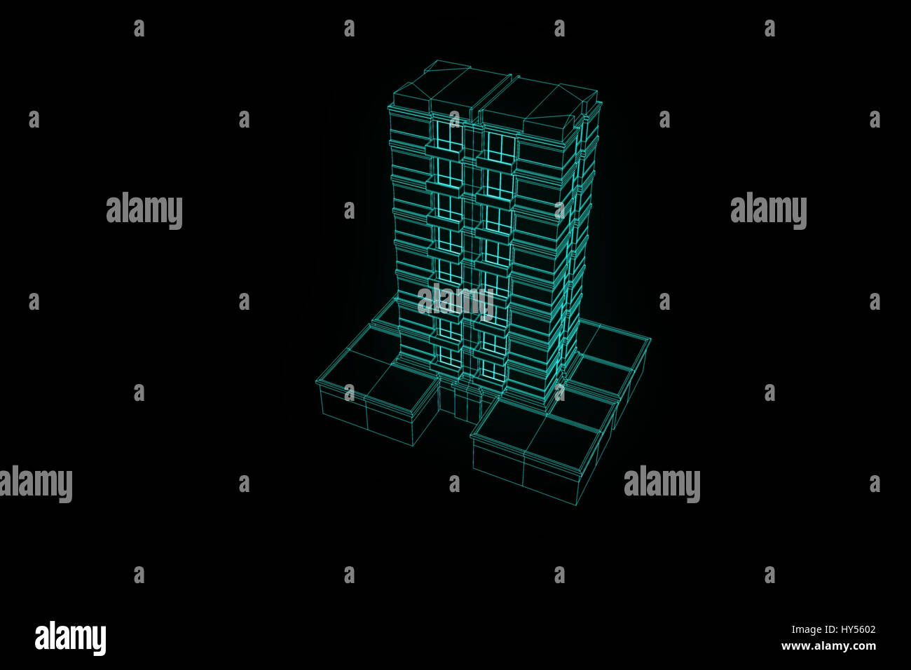 3d wireframe building hologram hi-res stock photography and images - Alamy