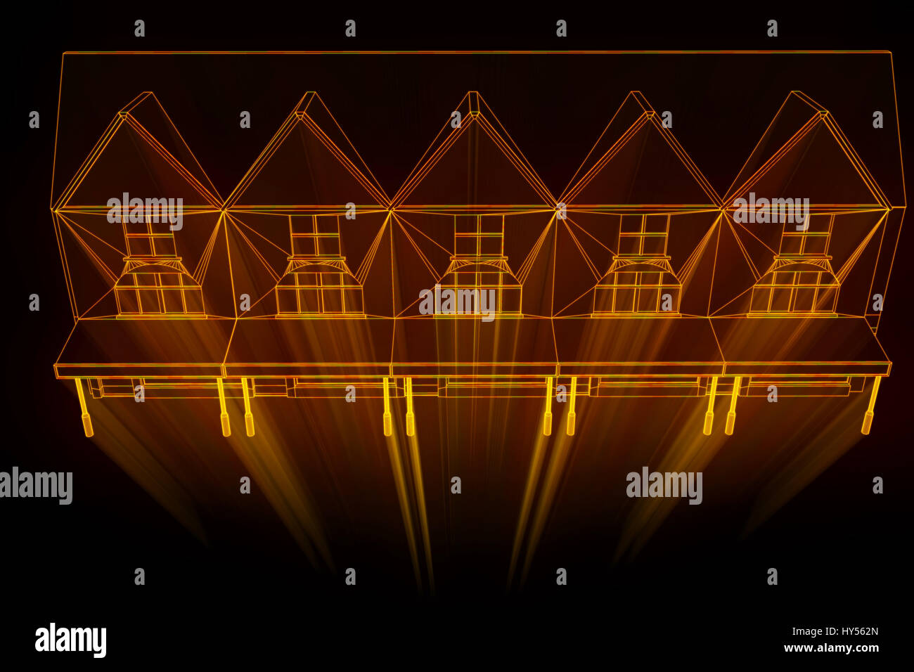 Building in Wireframe Hologram Style. Nice 3D Rendering Stock Photo - Alamy
