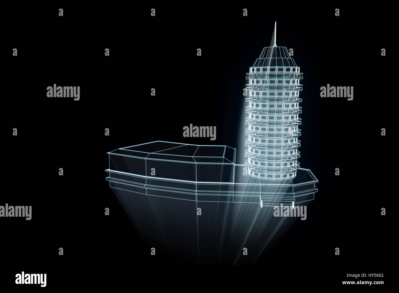 3d wireframe building hologram hi-res stock photography and images - Alamy