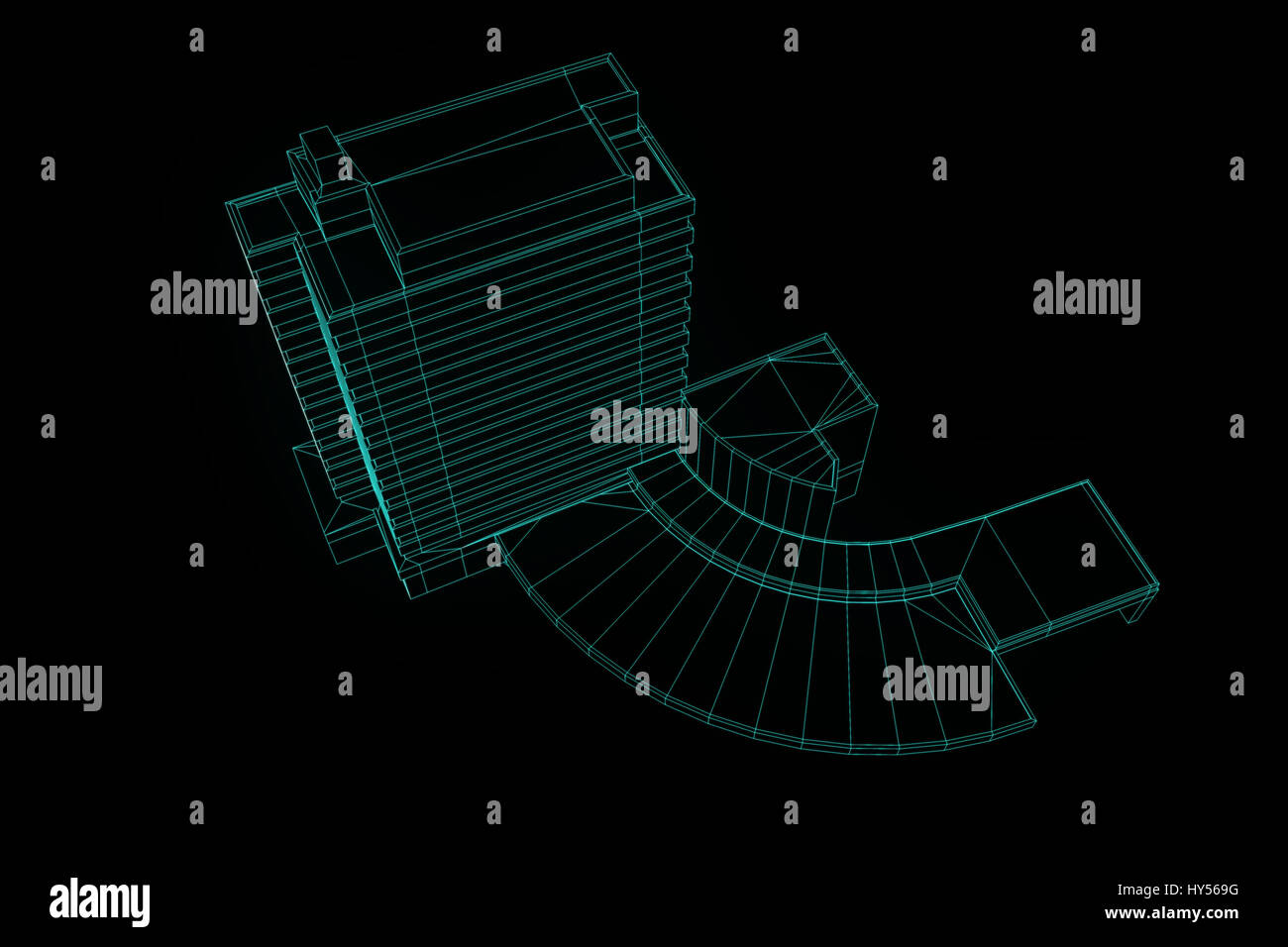 Building in Wireframe Hologram Style. Nice 3D Rendering Stock Photo - Alamy