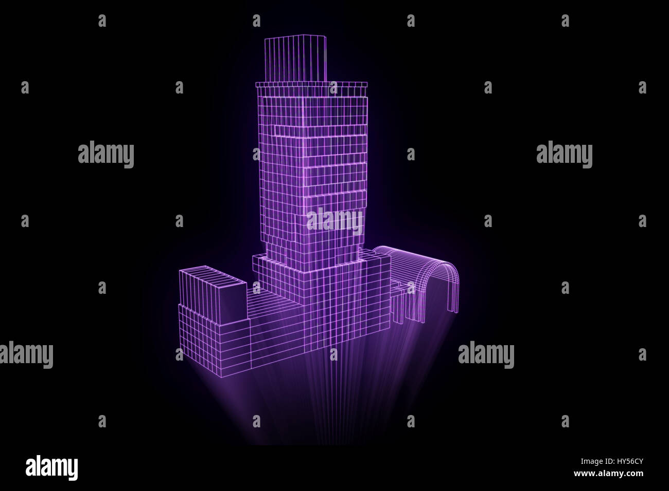 3d wireframe building hologram hi-res stock photography and images - Alamy