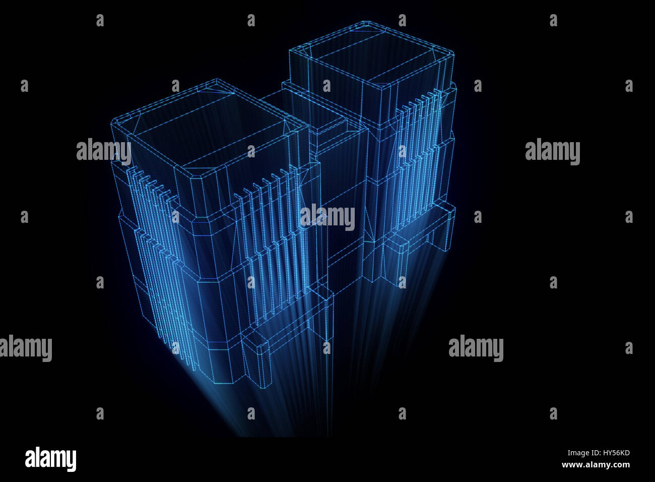 3d wireframe building hologram hi-res stock photography and images - Alamy