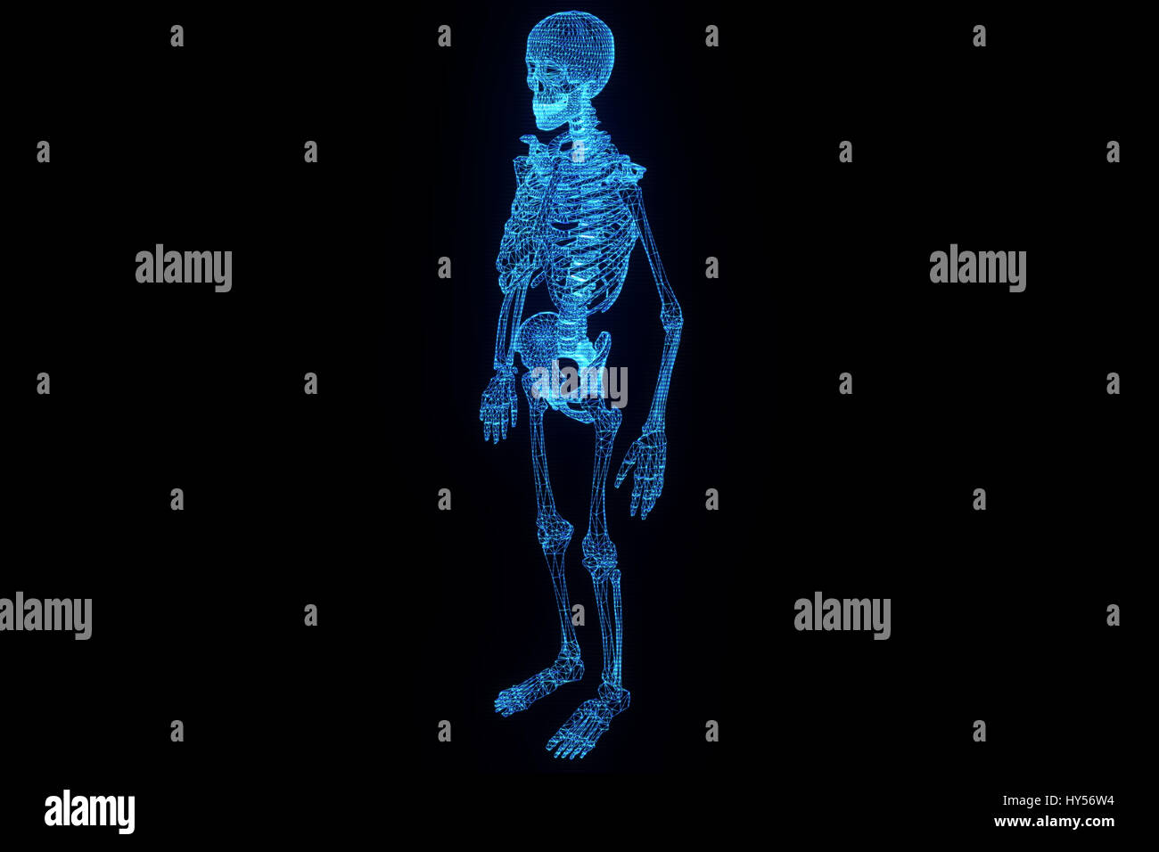 Human Skeleton Wireframe Hologram in Motion. Nice 3D Rendering Stock ...