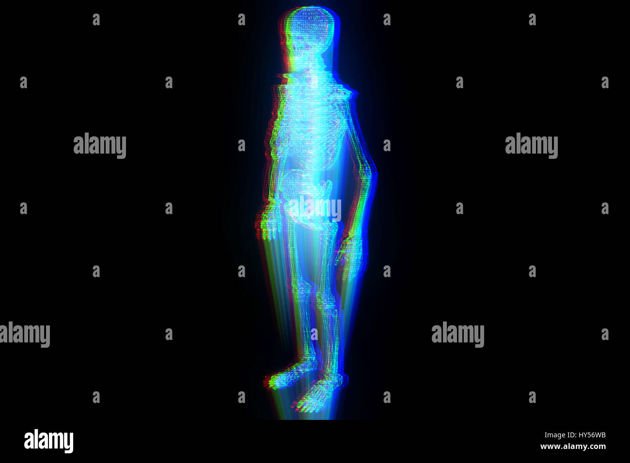 Human Skeleton Wireframe Hologram in Motion. Nice 3D Rendering Stock ...