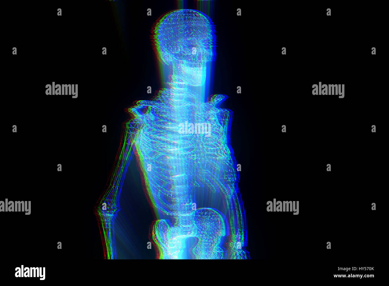 Human Skeleton Wireframe Hologram in Motion. Nice 3D Rendering Stock ...