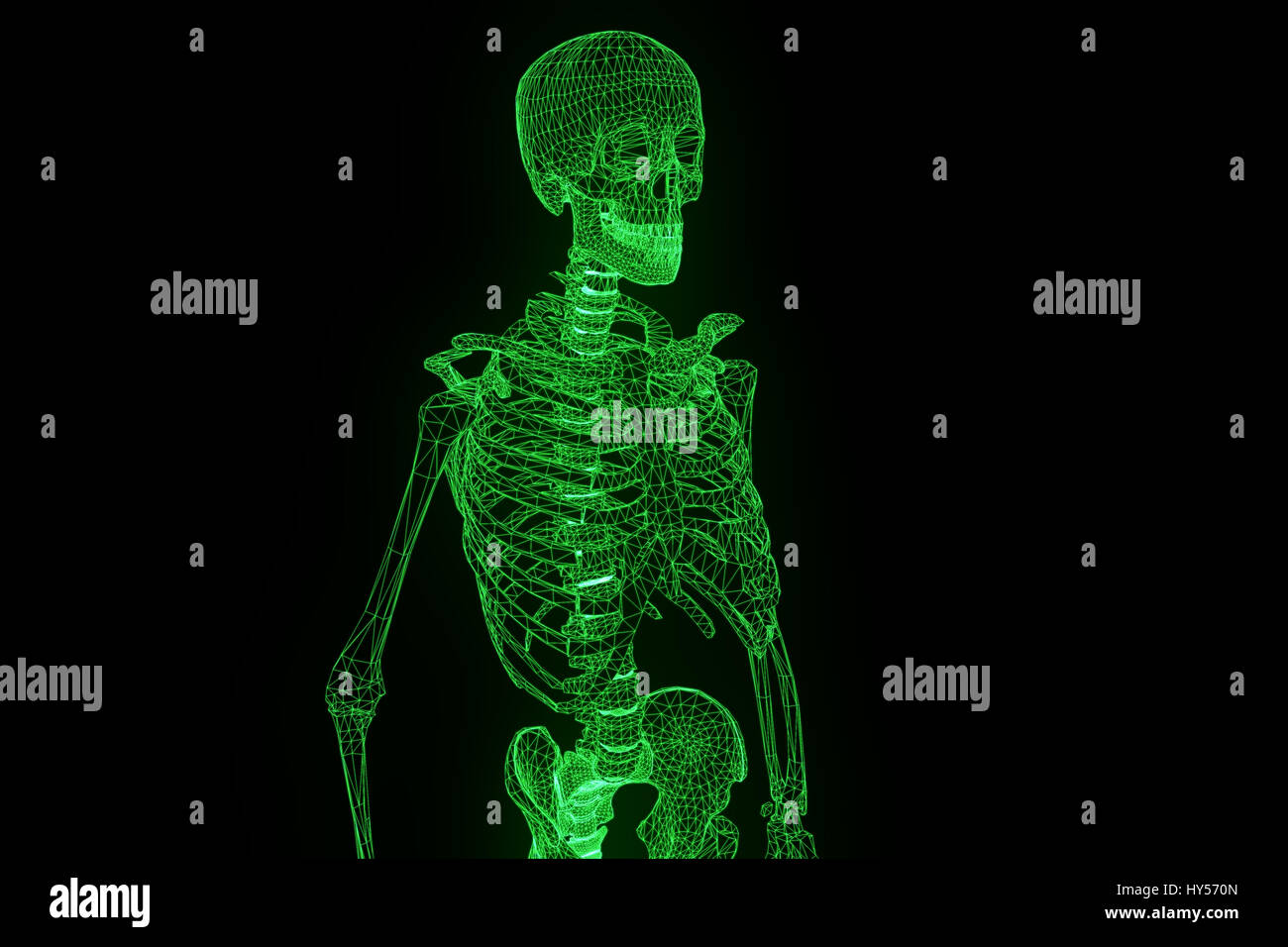 Human Skeleton Wireframe Hologram in Motion. Nice 3D Rendering Stock ...