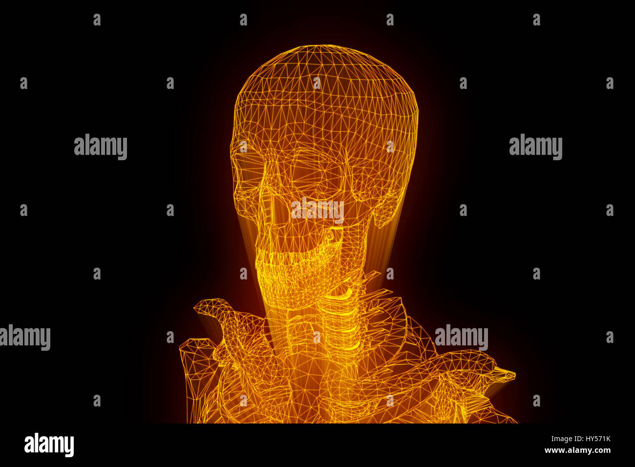 Human Skeleton Wireframe Hologram in Motion. Nice 3D Rendering Stock ...