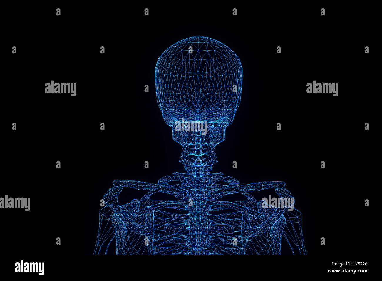 Human Skeleton Wireframe Hologram in Motion. Nice 3D Rendering Stock ...