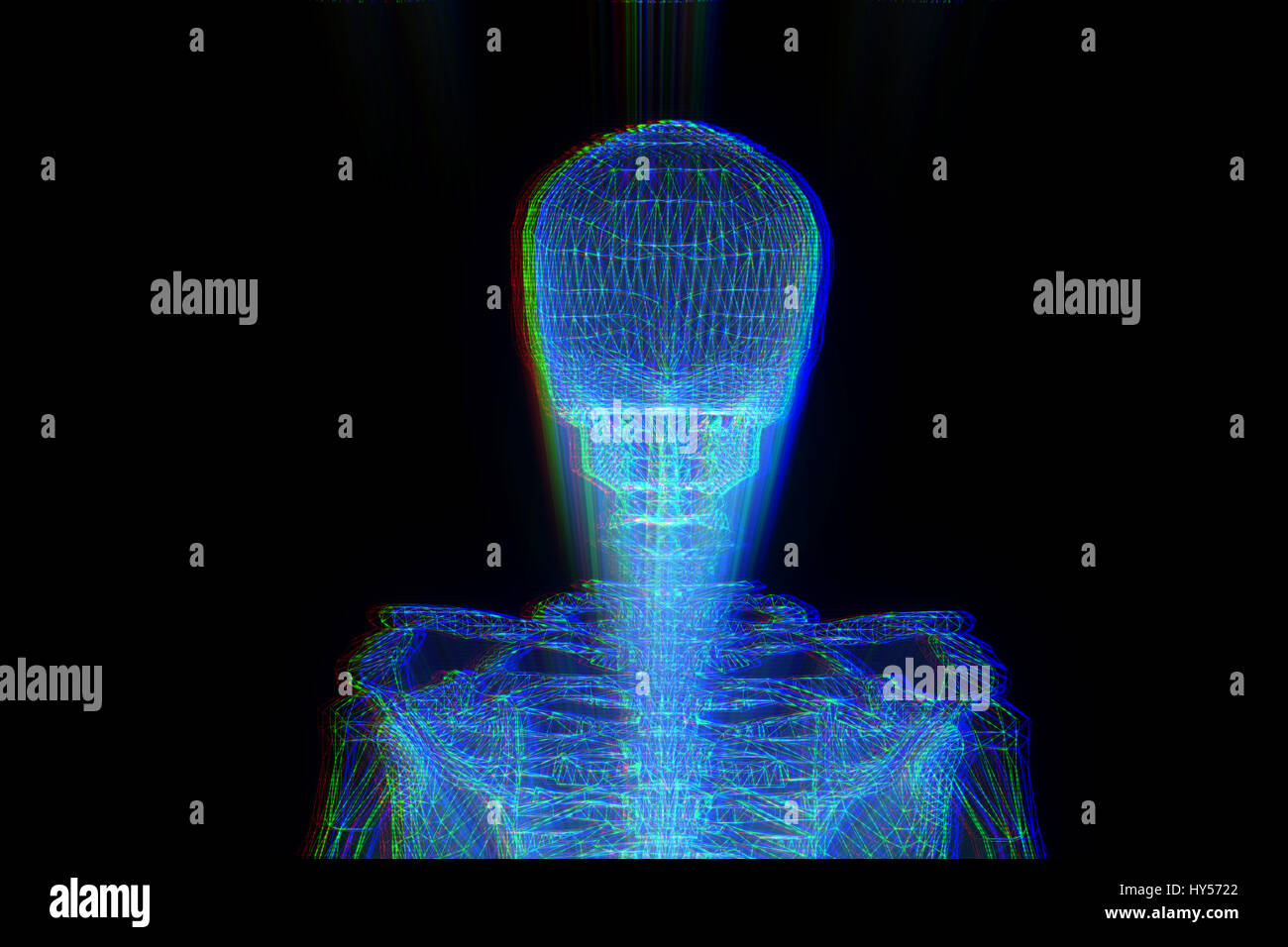 Human Skeleton Wireframe Hologram in Motion. Nice 3D Rendering Stock ...
