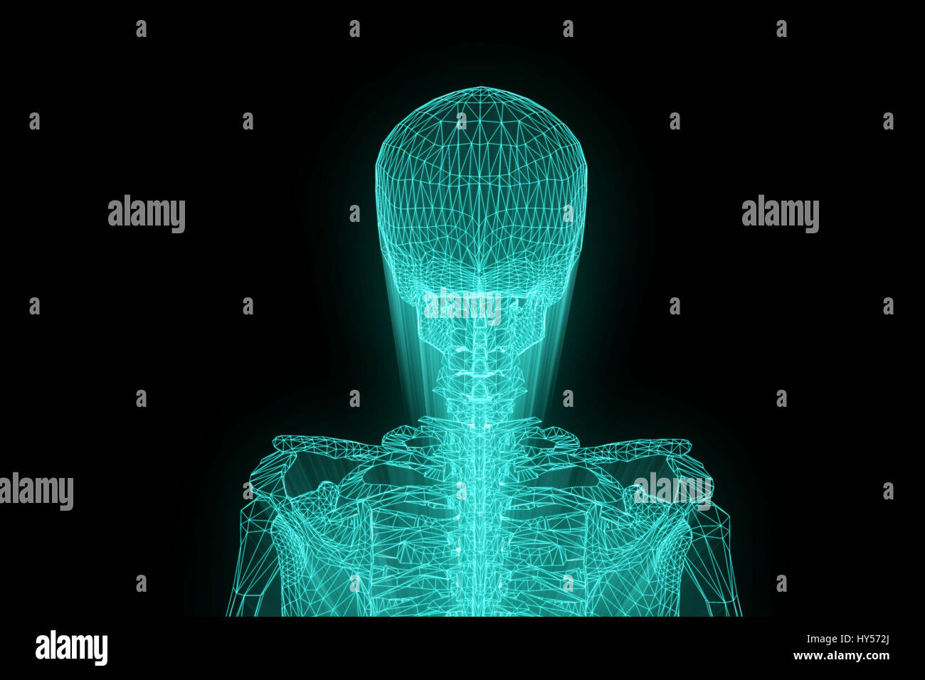 Human Skeleton Wireframe Hologram in Motion. Nice 3D Rendering Stock ...