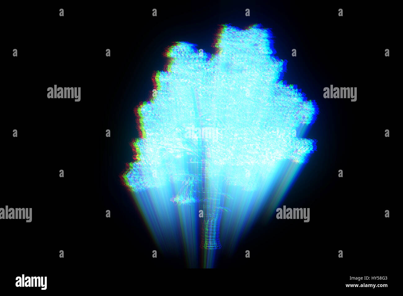 Tree Plant in Wireframe Hologram Style. Nice 3D Rendering Stock Photo ...