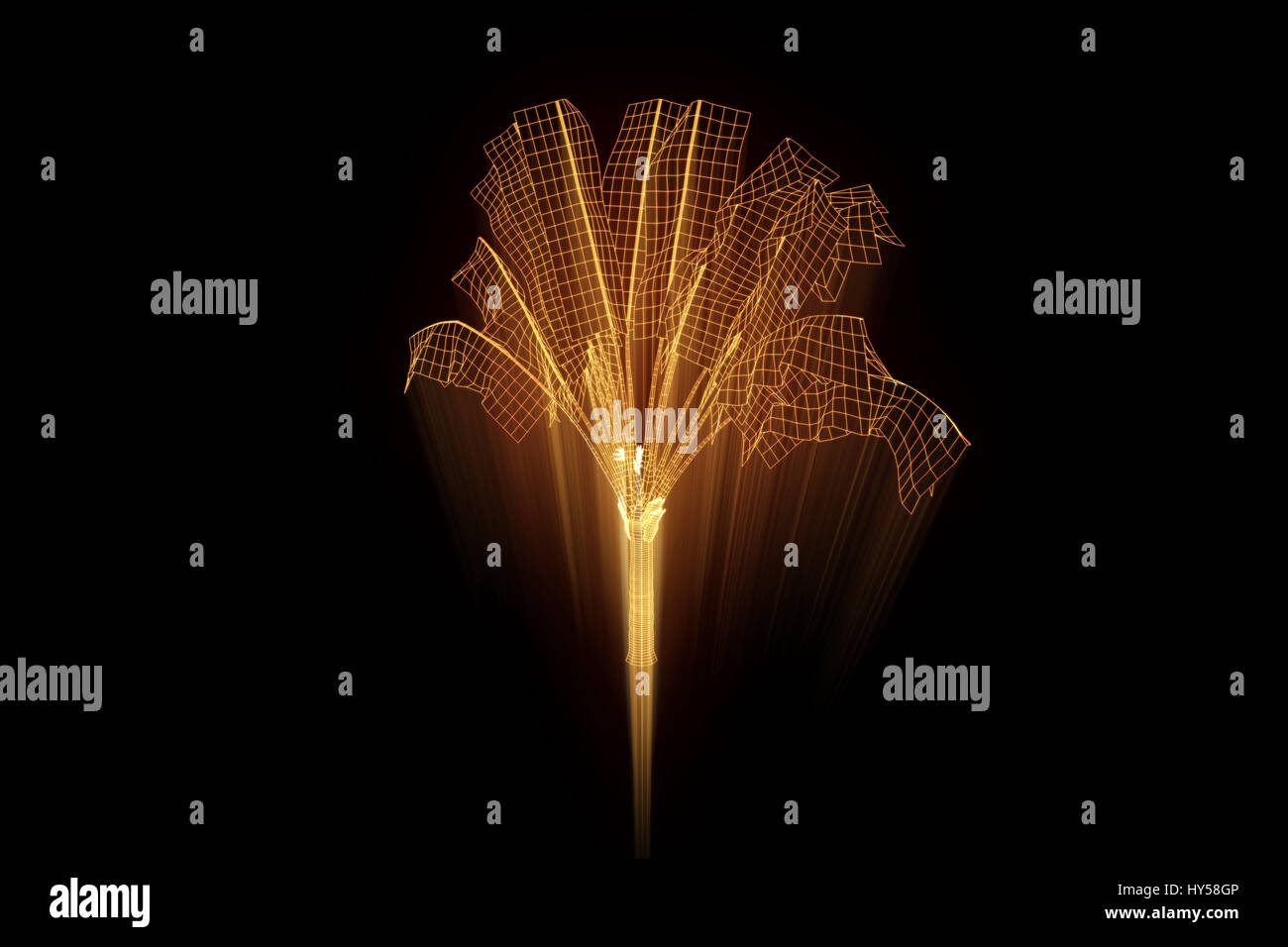 Tree Plant in Wireframe Hologram Style. Nice 3D Rendering Stock Photo ...
