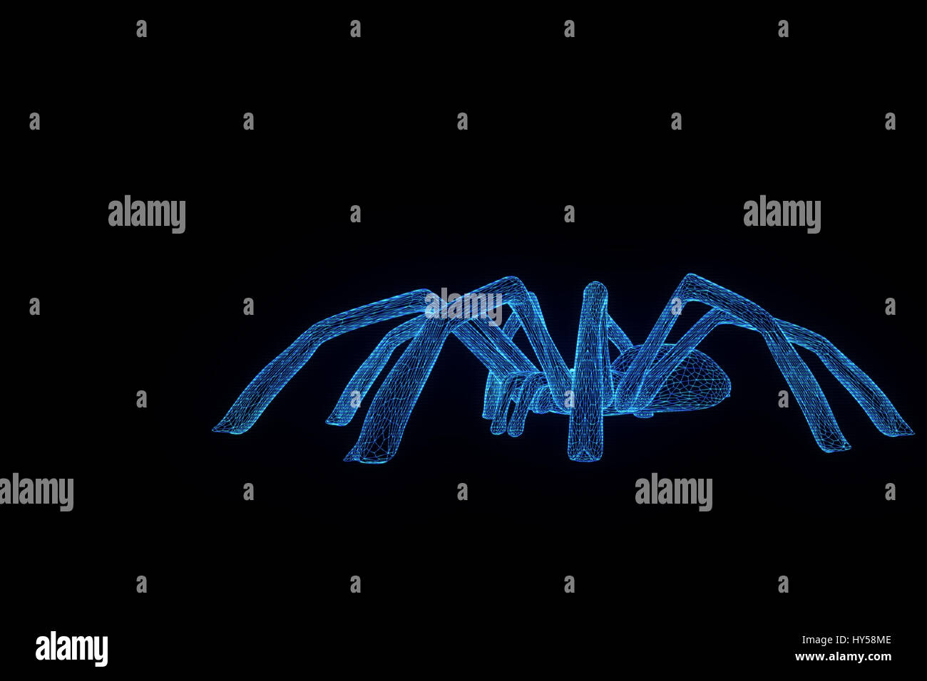 Spider in Hologram Wireframe Style. Nice 3D Rendering Stock Photo - Alamy
