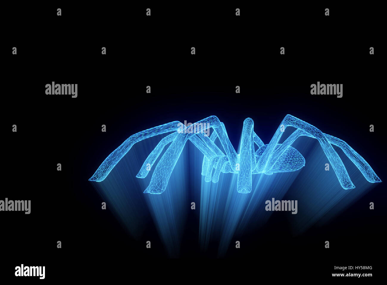 Spider in Hologram Wireframe Style. Nice 3D Rendering Stock Photo - Alamy