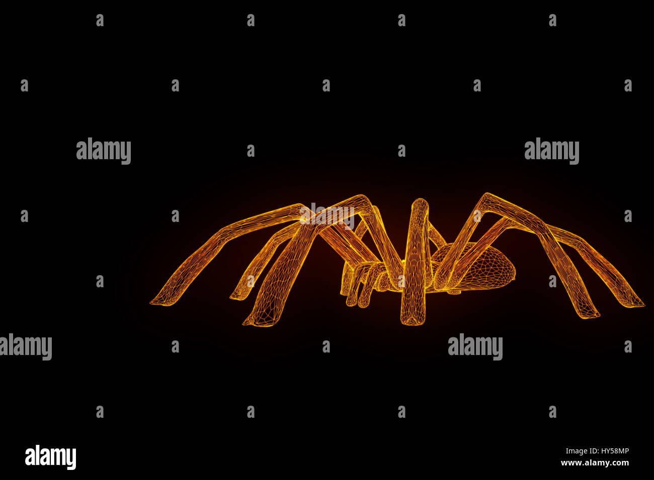 Spider in Hologram Wireframe Style. Nice 3D Rendering Stock Photo - Alamy