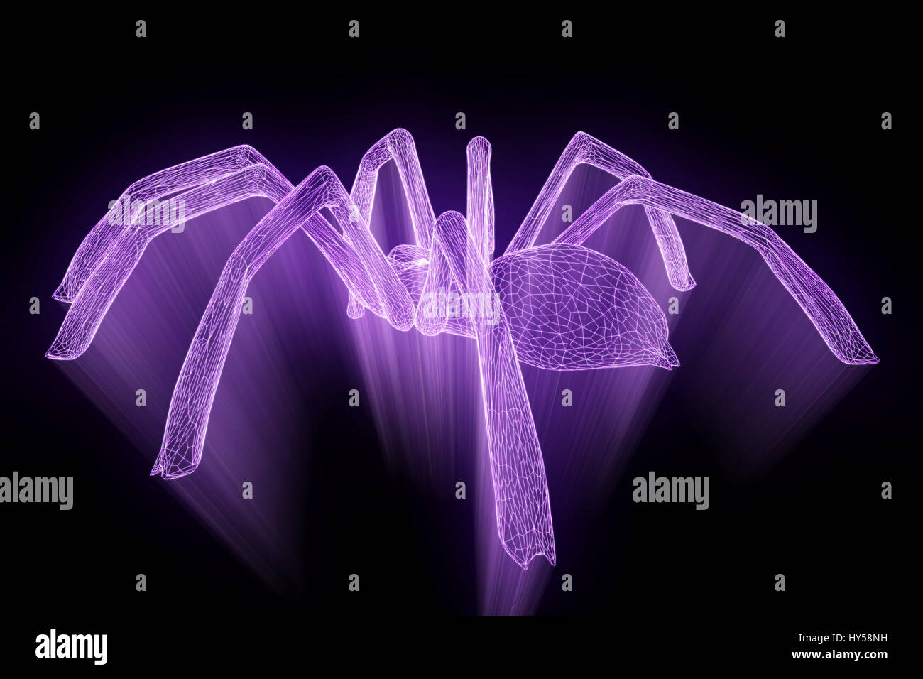 Spider in Hologram Wireframe Style. Nice 3D Rendering Stock Photo - Alamy