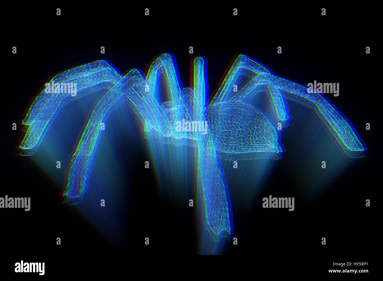 Spider in Hologram Wireframe Style. Nice 3D Rendering Stock Photo - Alamy