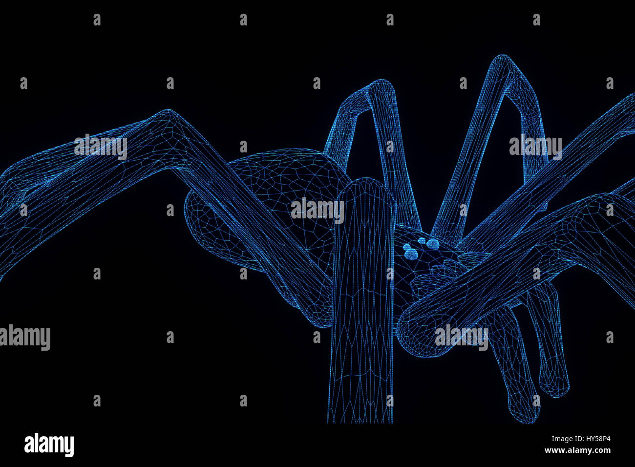 Spider in Hologram Wireframe Style. Nice 3D Rendering Stock Photo - Alamy