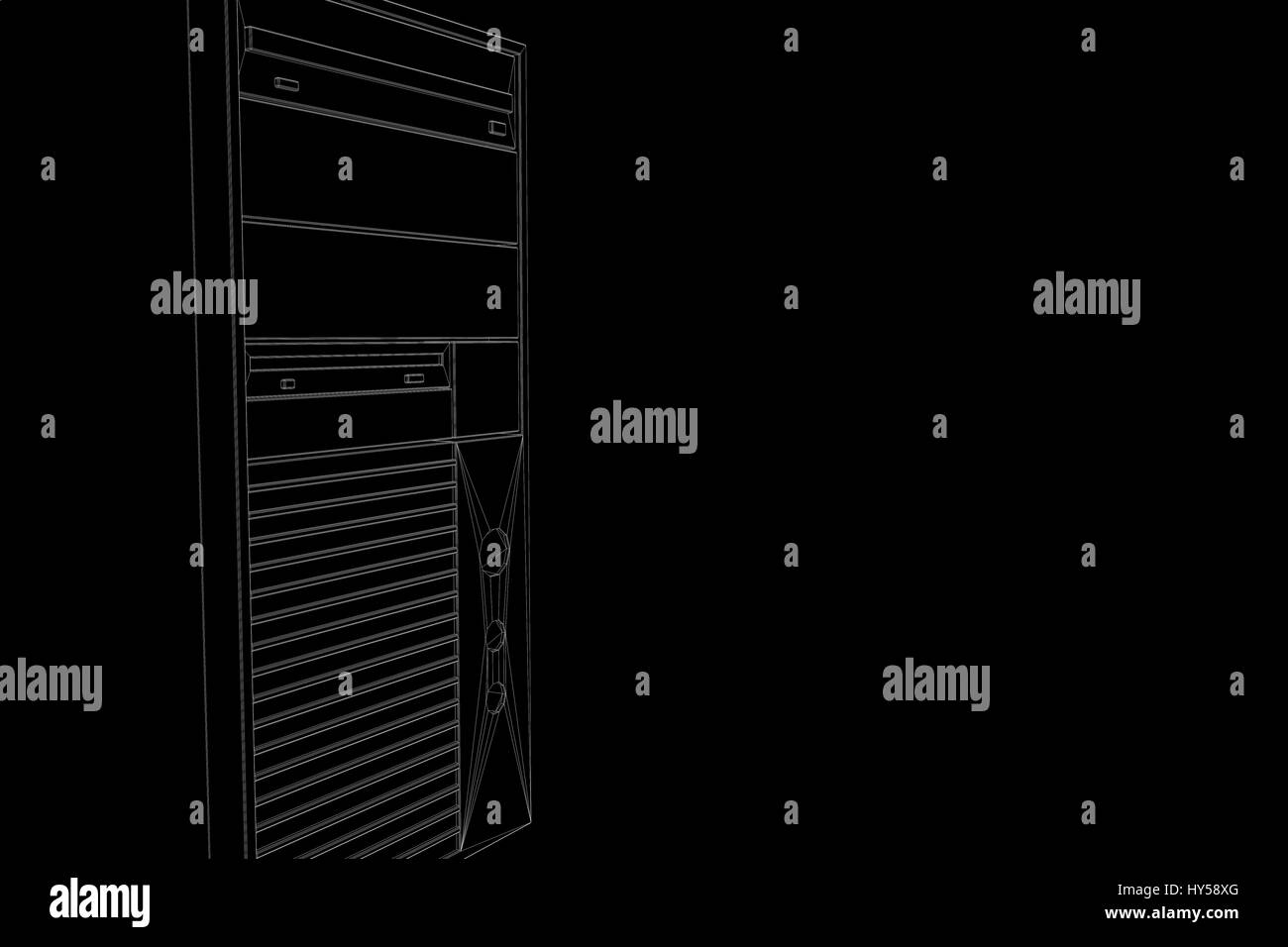 PC Tower in Hologram Wireframe Style. Nice 3D Rendering Stock Photo - Alamy