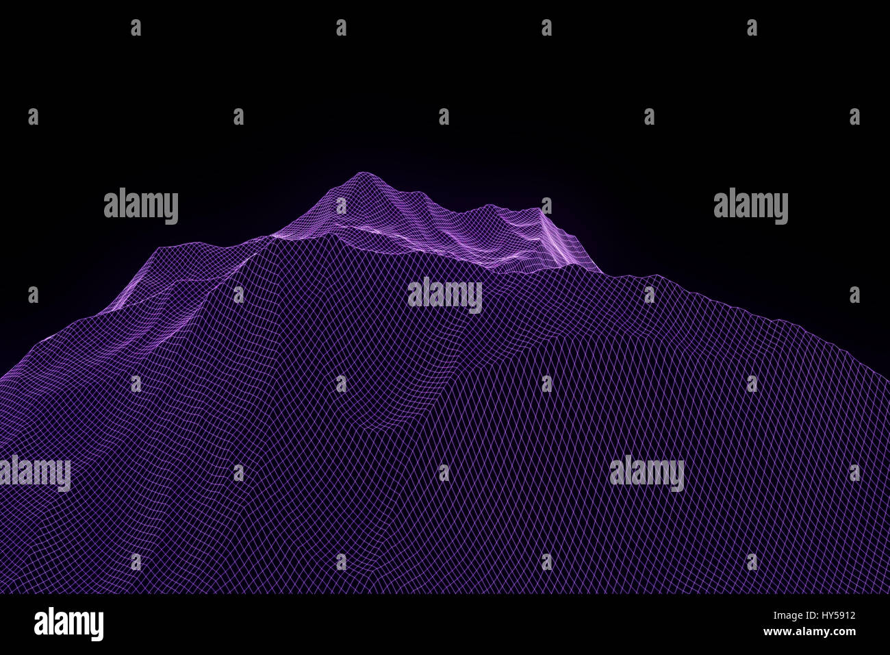Mountain in Wireframe Hologram Style. Nice 3D Rendering Stock Photo - Alamy