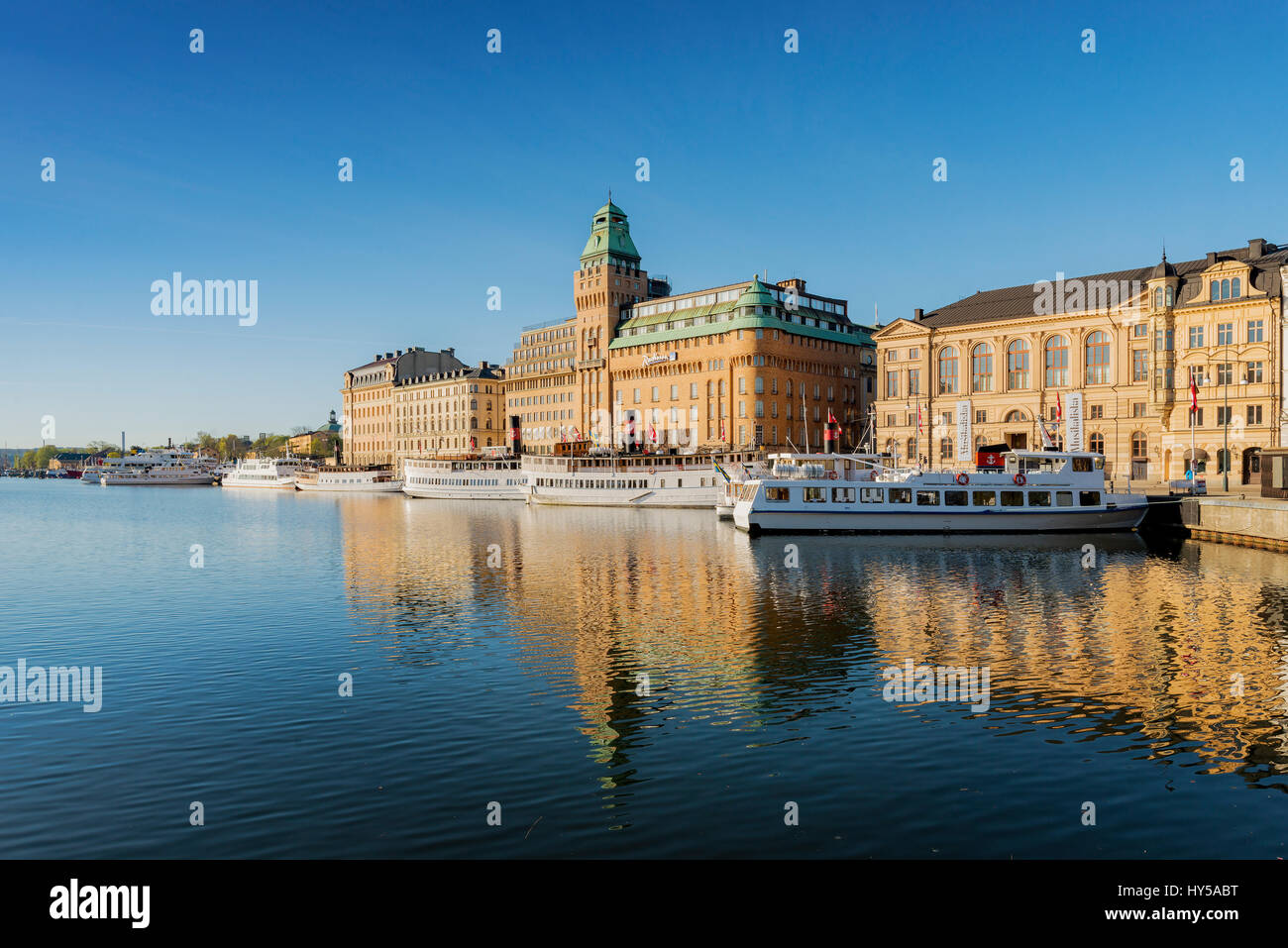 Sweden, Stockholm, Nybroviken, Old town with harbor Stock Photo - Alamy