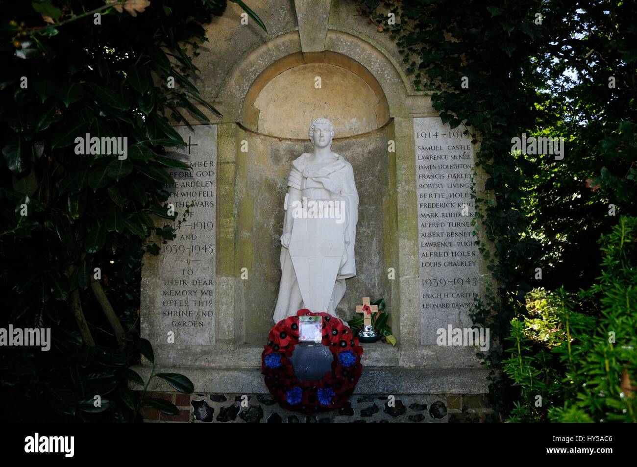 War Memorial, Ardeley Hertfordshire, in the Shrine and Garden stands in ...