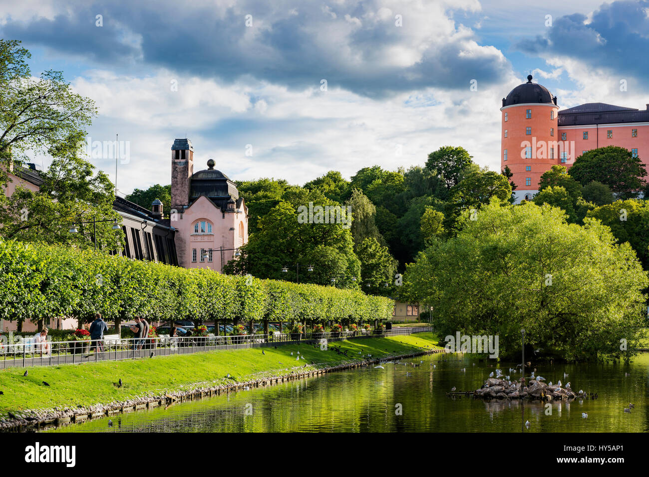 Sweden, Uppland, Uppsala, Stadsparken, Park with pond Stock Photo - Alamy