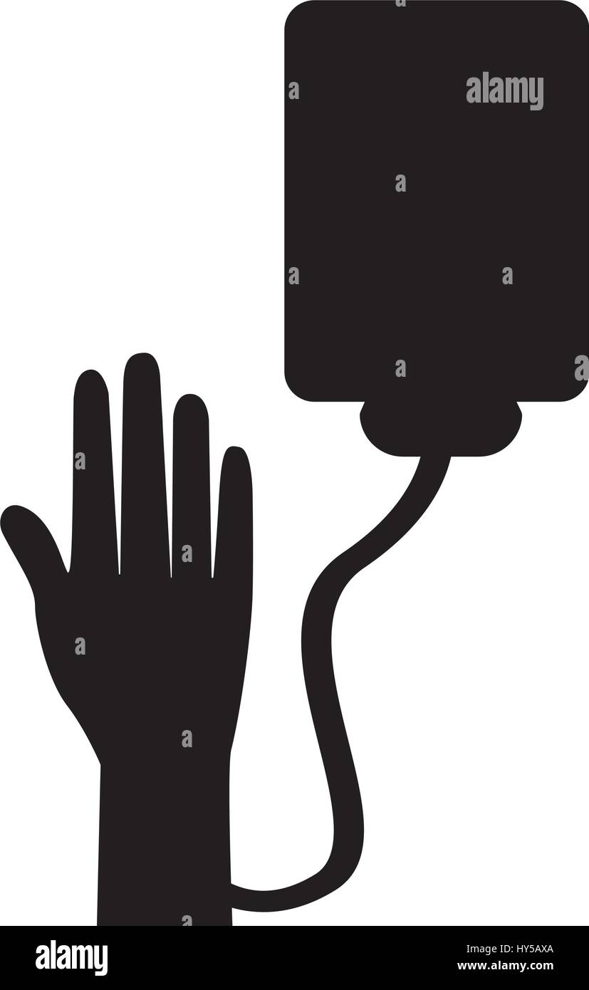 black contour hand donating blood to help people Stock Vector Image ...