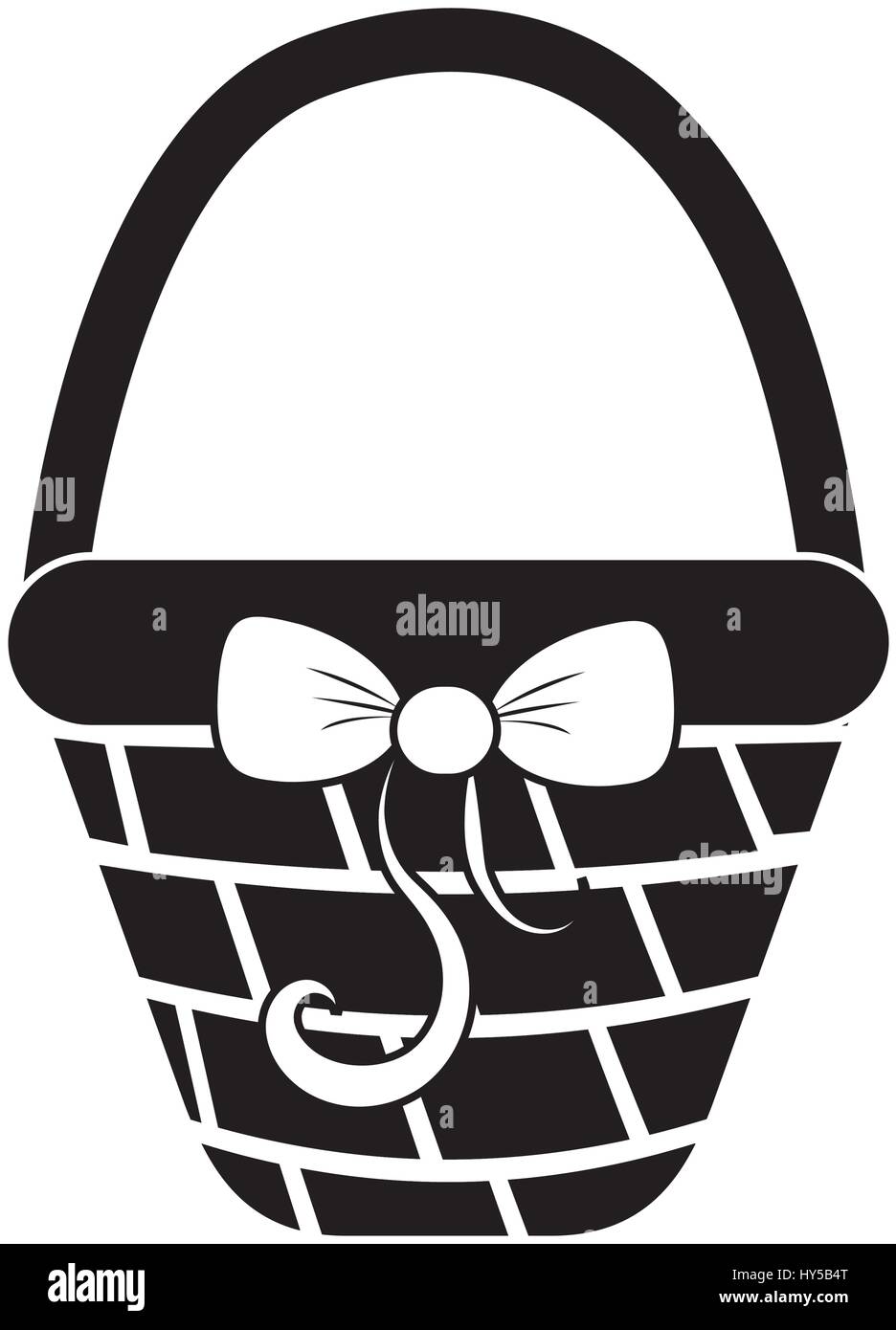 black contour hamper with blue ribbon bow decoration Stock Vector Image ...