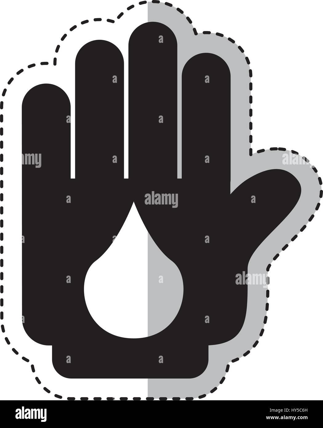 hand human with drop silhouette isolated icon vector illustration ...