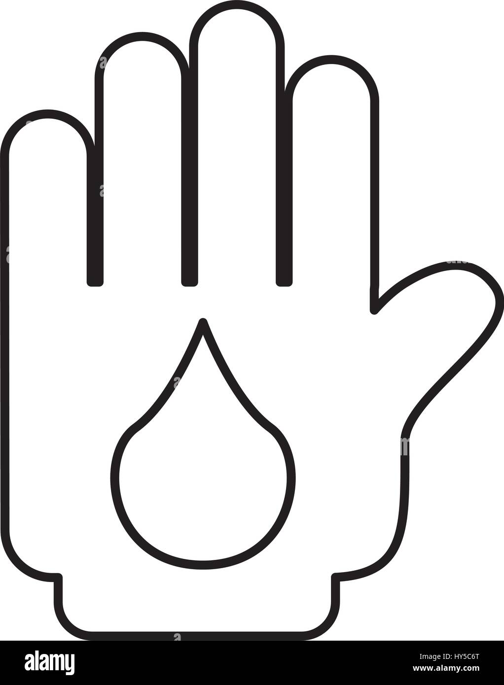 hand human with drop silhouette isolated icon vector illustration ...