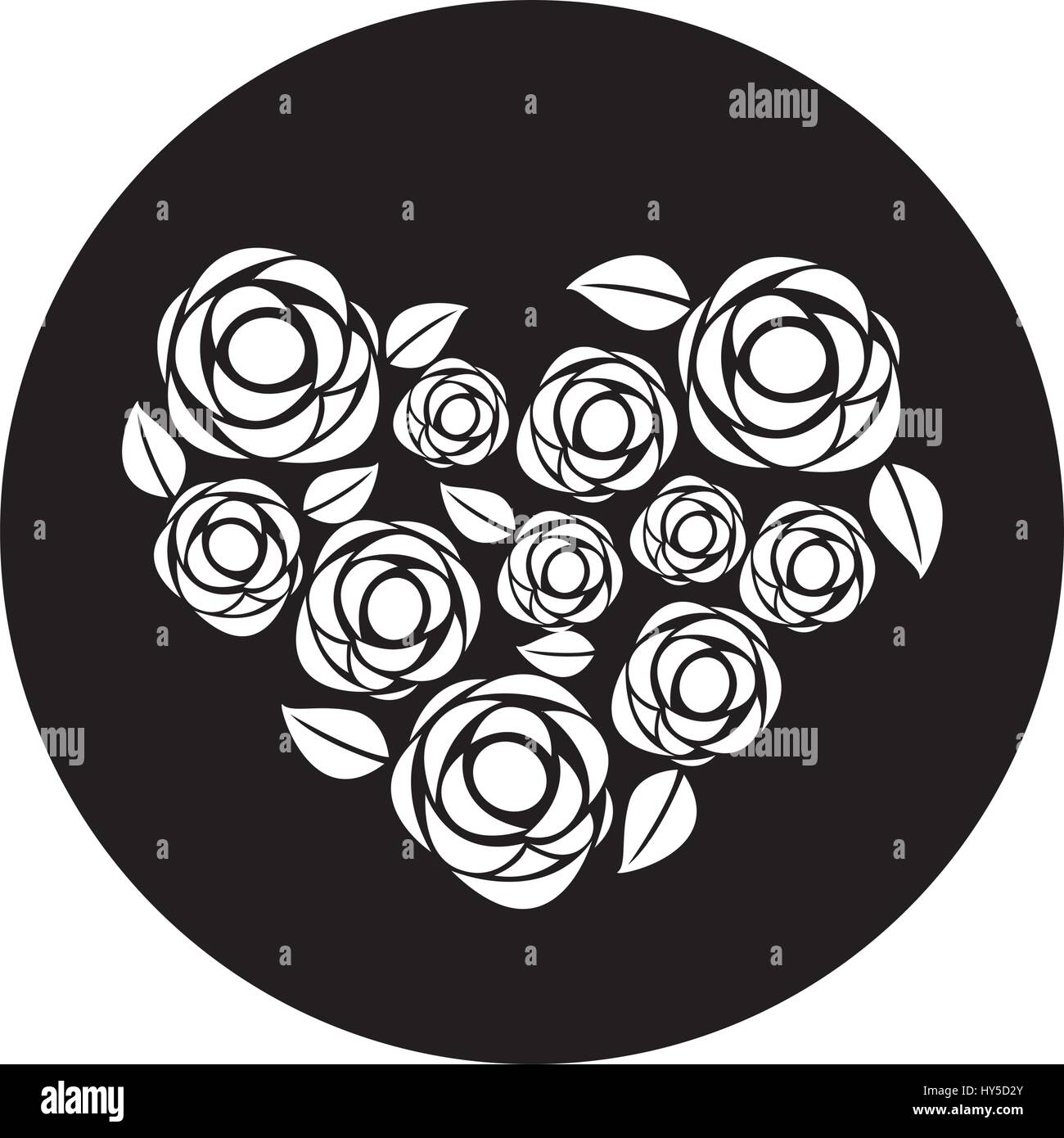 heart love with roses romantic card vector illustration design Stock ...