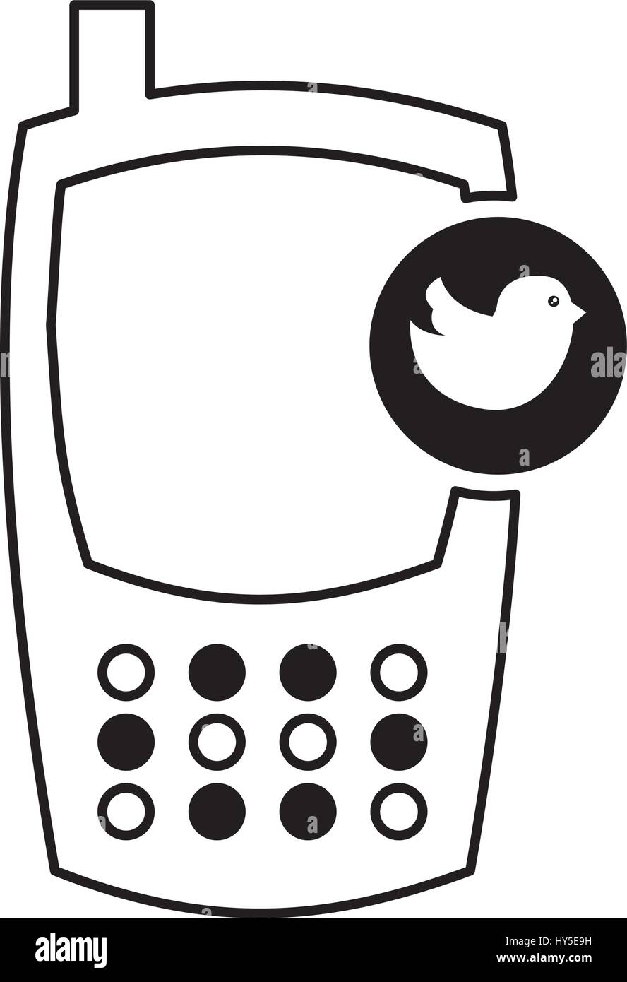 cellphone with bird device isolated icon Stock Vector Image & Art - Alamy
