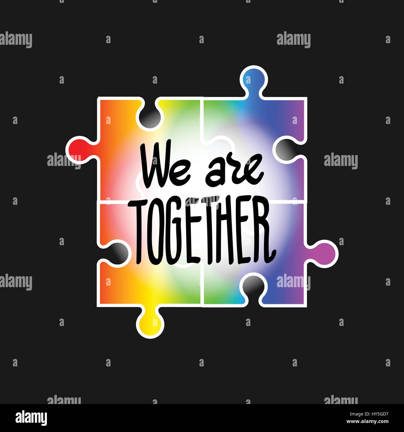 World Autism Awareness Day, April 2, 2017. We are together Lettering ...