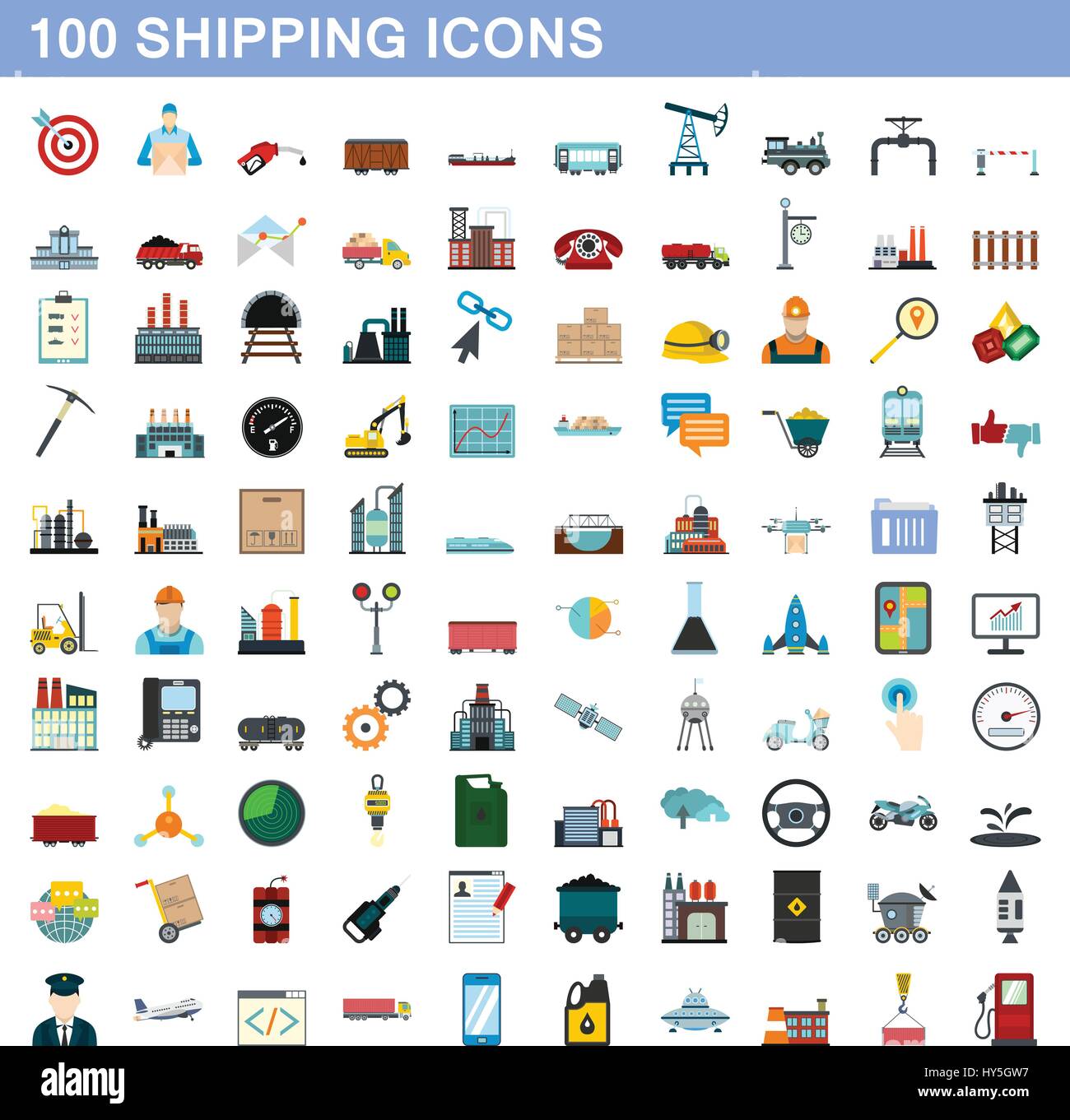 100 shipping icons set, flat style Stock Vector Image & Art - Alamy