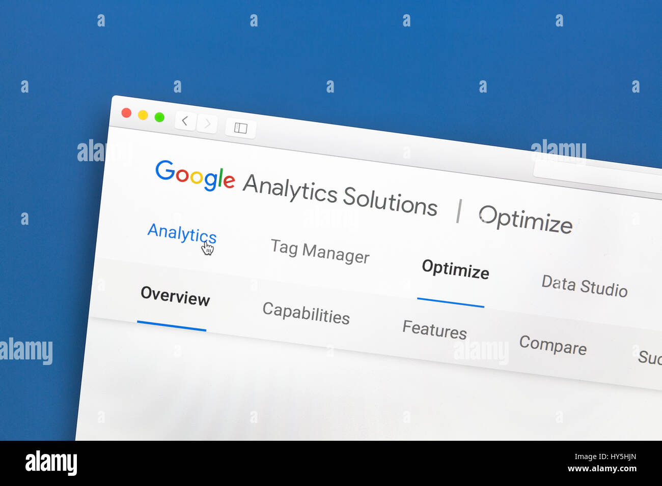 Google Analytics website on a computer screen. Google Analytics is a ...