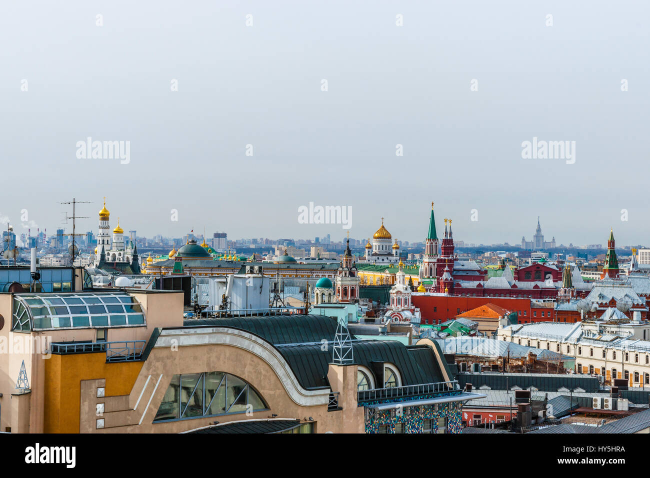 Birds eye view of the historic central part of Moscow city with the ...