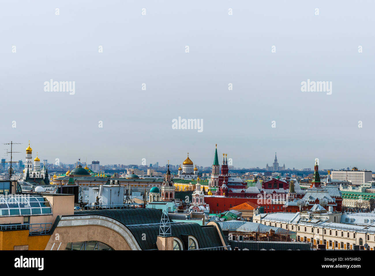 Birds eye view of the historic central part of Moscow city with the ...
