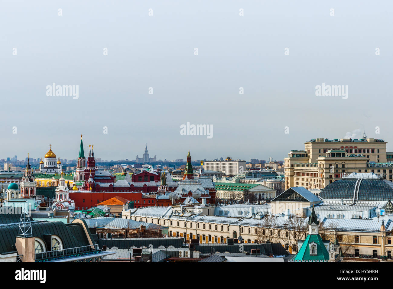 Birds eye view of the historic central part of Moscow city with the ...
